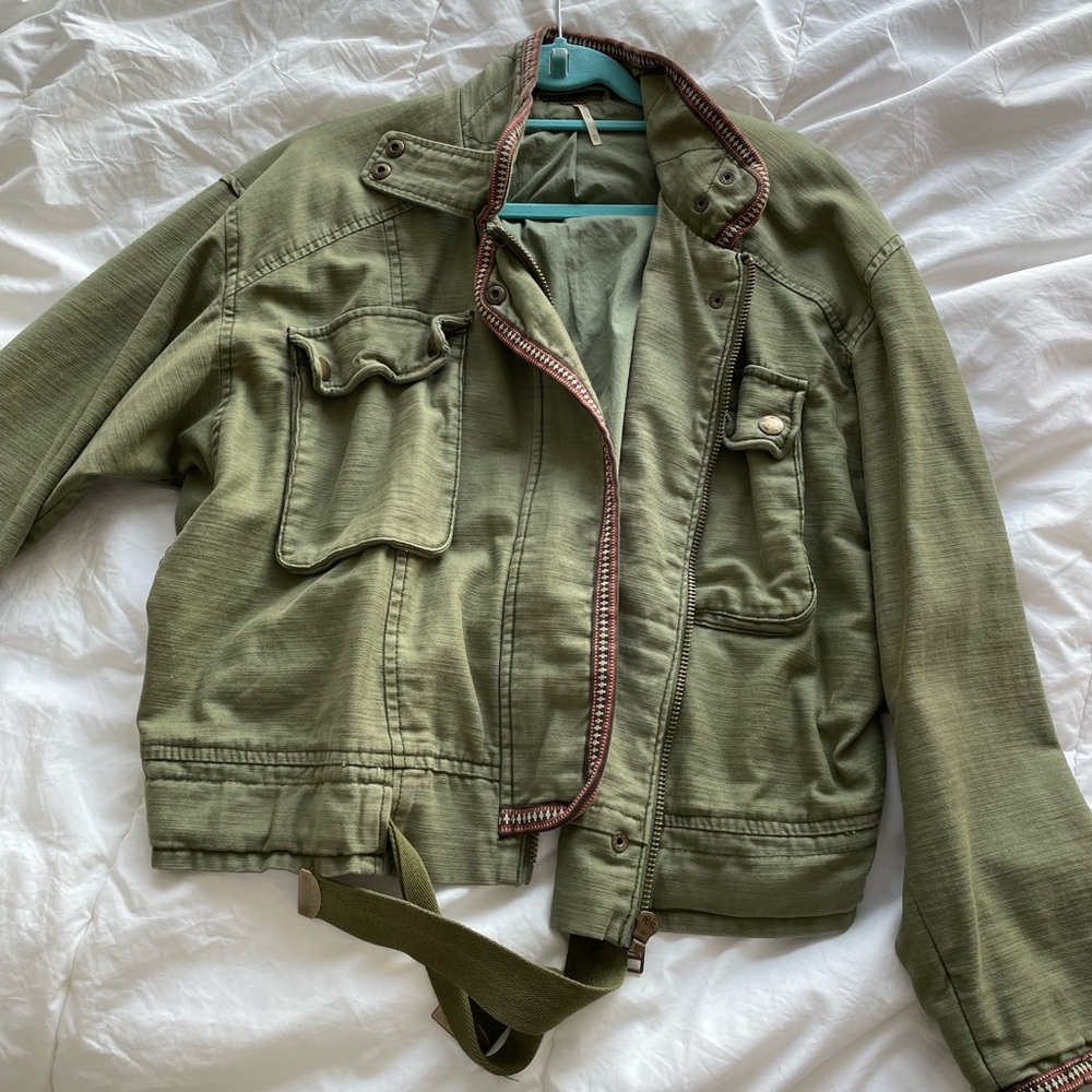 Free People Flight Line Jacket - Army Green - Gem